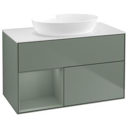 Villeroy & Boch Villeroy und Boch Finion Waschtischunterschrank GA11GMGM 100cm, Abdeckplatte white matt, Emotion, Regale Olive matt lacquer, Olive Matt Lacquer