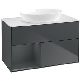 Villeroy & Boch Villeroy und Boch Finion Waschtischunterschrank GA11HGHG 100cm, Abdeckplatte white matt, Emotion, Regale Midnight matt lacquer, Midnight Blue Matt Lacquer