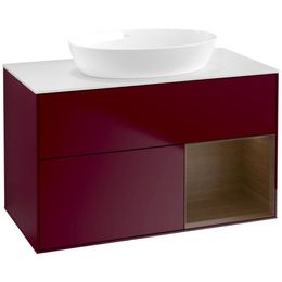 Villeroy & Boch Villeroy und Boch Finion Waschtischunterschrank FA21GNHB 100cm, Abdeckplatte white matt, Regale Walnut Veneer, Peony Matt