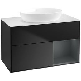 Villeroy & Boch Villeroy und Boch Finion Waschtischunterschrank FA21HGPD 100cm, Abdeckplatte white matt, Regale Midnight matt lacquer, Black matt lacquer