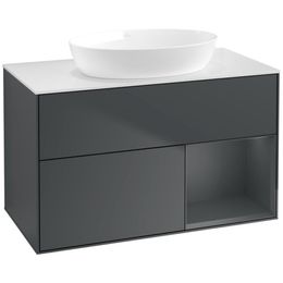 Villeroy & Boch Villeroy und Boch Finion Waschtischunterschrank FA21HGHG 100cm, Abdeckplatte white matt, Regale Midnight matt lacquer, Midnight Blue Matt Lacquer