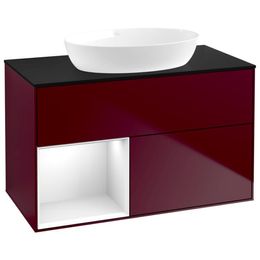 Villeroy & Boch Villeroy und Boch Finion Waschtischunterschrank GA12GFHB 100cm, Abdeckplatte black matt, Emotion, Regale Glossy white lacquer, Peony Matt