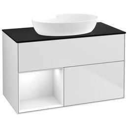 Villeroy & Boch Villeroy und Boch Finion Waschtischunterschrank GA12GFMT 100cm, Abdeckplatte black matt, Emotion, Regale Glossy white lacquer, White matt lacquer