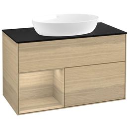 Villeroy & Boch Villeroy und Boch Finion Waschtischunterschrank GA12PCPC 100cm, Abdeckplatte black matt, Emotion, Regale Oak Veneer, Oak Veneer