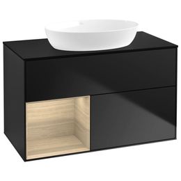 Villeroy & Boch Villeroy und Boch Finion Waschtischunterschrank GA12PCPD 100cm, Abdeckplatte black matt, Emotion, Regale Oak Veneer, Black matt lacquer