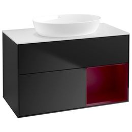 Villeroy & Boch Villeroy und Boch Finion Waschtischunterschrank GA21HBPD 100cm, Abdeckplatte white matt, Emotion, Regale Peony matt lacquer, Black matt lacquer