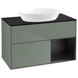 Villeroy & Boch Villeroy und Boch Finion Waschtischunterschrank GA22PDGM 100cm, Abdeckplatte black matt, Emotion, Regale Black matt lacquer, Olive Matt Lacquer