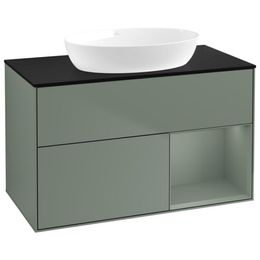 Villeroy & Boch Villeroy und Boch Finion Waschtischunterschrank GA22GMGM 100cm, Abdeckplatte black matt, Emotion, Regale Olive matt lacquer, Olive Matt Lacquer