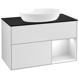 Villeroy & Boch Villeroy und Boch Finion Waschtischunterschrank GA22MTMT 100cm, Abdeckplatte black matt, Emotion, Regale White matt lacquer, White matt lacquer
