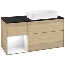 Villeroy & Boch Villeroy und Boch Finion Waschtischunterschrank F682GFPC 120x60,3x50,1cm, Regal links Glossy white lacquer, Oak Veneer