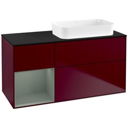 Villeroy & Boch Villeroy und Boch Finion Waschtischunterschrank F682GMHB 120x60,3x50,1cm, Regal links Olive Matt Lacquer, Peony Matt