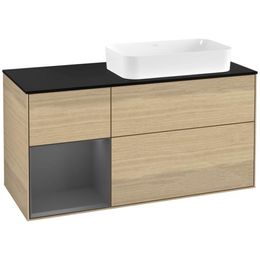 Villeroy & Boch Villeroy und Boch Finion Waschtischunterschrank F682GKPC 120x60,3x50,1cm, Regal links Anthracite matt, Oak Veneer