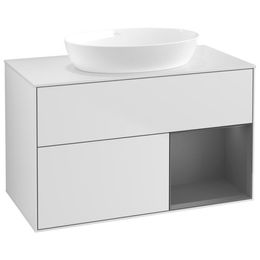 Villeroy & Boch Villeroy und Boch Finion Waschtischunterschrank GA21GKMT 100cm, Abdeckplatte white matt, Emotion, Regale Anthracite matt lacquer, White matt lacquer