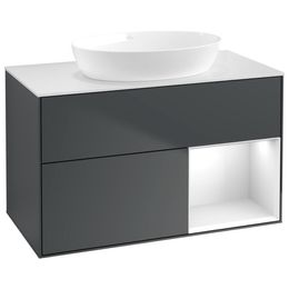 Villeroy & Boch Villeroy und Boch Finion Waschtischunterschrank GA21GFHG 100cm, Abdeckplatte white matt, Emotion, Regale Glossy white lacquer, Midnight Blue Matt Lacquer
