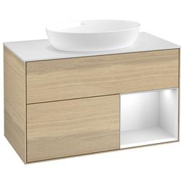 Villeroy & Boch Villeroy und Boch Finion Waschtischunterschrank GA21MTPC 100cm, Abdeckplatte white matt, Emotion, Regale White matt lacquer, Oak Veneer