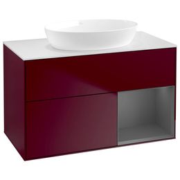 Villeroy & Boch Villeroy und Boch Finion Waschtischunterschrank GA21GKHB 100cm, Abdeckplatte white matt, Emotion, Regale Anthracite matt lacquer, Peony Matt