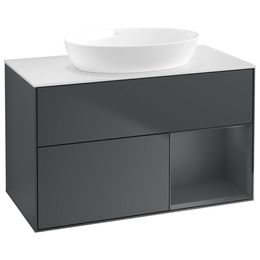Villeroy & Boch Villeroy und Boch Finion Waschtischunterschrank GA21HGHG 100cm, Abdeckplatte white matt, Emotion, Regale Midnight matt lacquer, Midnight Blue Matt Lacquer