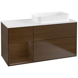 Villeroy & Boch Villeroy und Boch Finion Waschtischunterschrank F681GNGN 120x60,3x50,1cm, Regal links Walnut veneer, Walnut veneer