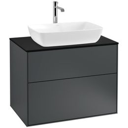 Villeroy & Boch Villeroy und Boch Finion Waschtischunterschrank F75200HG 80x60,3cm, Abdeckplatte black matt, Midnight Blue Matt Lacquer