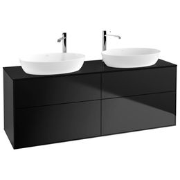 Villeroy & Boch Villeroy und Boch Finion Waschtischunterschrank G96200PD 160x60,3cm, Emotion, Abdeckplatte black matt, Black matt lacquer