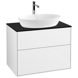 Villeroy & Boch Villeroy und Boch Finion Waschtischunterschrank G75200GF 80x60,3cm, Emotion, Abdeckplatte black matt, Glossy white lacquer
