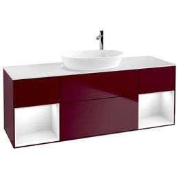 Villeroy & Boch Villeroy und Boch Finion Waschtischunterschrank F981GFHB 160cm, Abdeckplatte white matt, Regale Glossy white lacquer, Peony Matt