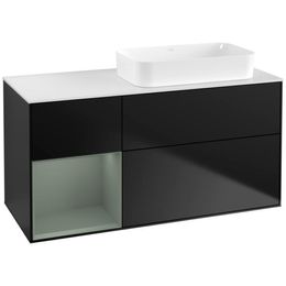 Villeroy & Boch Villeroy und Boch Finion Waschtischunterschrank F681GMPD 120x60,3x50,1cm, Regal links Olive Matt Lacquer, Black matt lacquer