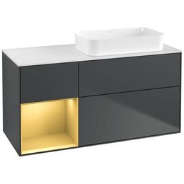 Villeroy & Boch Villeroy und Boch Finion Waschtischunterschrank F681HFHG 120x60,3x50,1cm, Regal links Gold matt, Midnight Blue Matt Lacquer