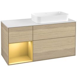 Villeroy & Boch Villeroy und Boch Finion Waschtischunterschrank F681HFPC 120x60,3x50,1cm, Regal links Gold matt, Oak Veneer