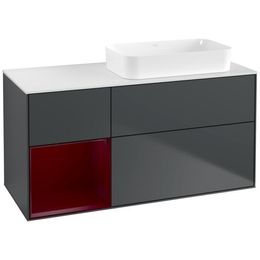 Villeroy & Boch Villeroy und Boch Finion Waschtischunterschrank F681HBHG 120x60,3x50,1cm, Regal links Peony, Midnight Blue Matt Lacquer