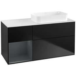 Villeroy & Boch Villeroy und Boch Finion Waschtischunterschrank F681HGPD 120x60,3x50,1cm, Regal links Midnight Blue Matt Lacquer, Black matt lacquer