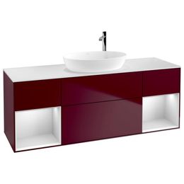 Villeroy & Boch Villeroy und Boch Finion Waschtischunterschrank F981MTHB 160cm, Abdeckplatte white matt, Regale White matt lacquer, Peony Matt