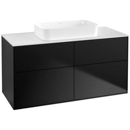 Villeroy & Boch Villeroy und Boch Finion Waschtischunterschrank G67100PD 120x60,3x50,1cm, Glass White Matt, Black matt lacquer