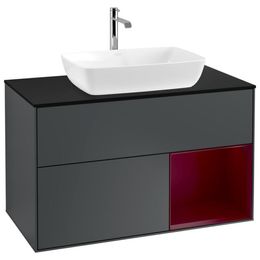 Villeroy & Boch Villeroy und Boch Finion Waschtischunterschrank G782HBHG 100cm, Abdeckplatte black matt, Emotion, Regale Peony matt lacquer, Midnight Blue Matt Lacquer