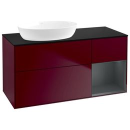 Villeroy & Boch Villeroy und Boch Finion Waschtischunterschrank GA52HGHB 120cm, Abdeckplatte black matt, Emotion, Regale Midnight matt lacquer, Peony Matt