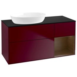 Villeroy & Boch Villeroy und Boch Finion Waschtischunterschrank GA52GNHB 120cm, Abdeckplatte black matt, Emotion, Regale Walnut Veneer, Peony Matt