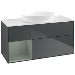 Villeroy & Boch Villeroy und Boch Finion Waschtischunterschrank FA61GMHG 120cm, Abdeckplatte white matt, Regale Olive matt lacquer, Midnight Blue Matt Lacquer