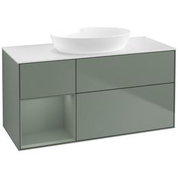 Villeroy & Boch Villeroy und Boch Finion Waschtischunterschrank FA61GMGM 120cm, Abdeckplatte white matt, Regale Olive matt lacquer, Olive Matt Lacquer