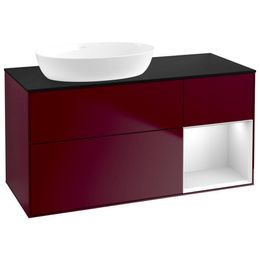 Villeroy & Boch Villeroy und Boch Finion Waschtischunterschrank GA52MTHB 120cm, Abdeckplatte black matt, Emotion, Regale White matt lacquer, Peony Matt
