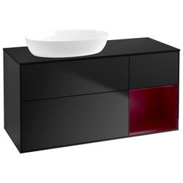 Villeroy & Boch Villeroy und Boch Finion Waschtischunterschrank GA52HBPD 120cm, Abdeckplatte black matt, Emotion, Regale Peony matt lacquer, Black matt lacquer