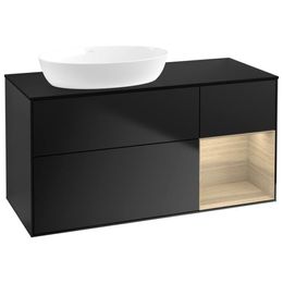 Villeroy & Boch Villeroy und Boch Finion Waschtischunterschrank GA52PCPD 120cm, Abdeckplatte black matt, Emotion, Regale Oak Veneer, Black matt lacquer