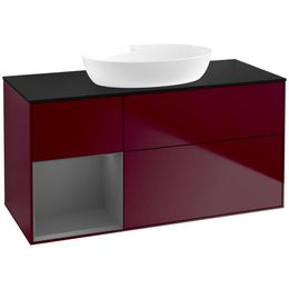 Villeroy & Boch Villeroy und Boch Finion Waschtischunterschrank FA62GKHB 120cm, Abdeckplatte black matt, Regale Anthracite matt lacquer, Peony Matt