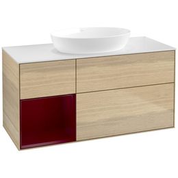 Villeroy & Boch Villeroy und Boch Finion Waschtischunterschrank FA61HBPC 120cm, Abdeckplatte white matt, Regale Peony matt lacquer, Oak Veneer
