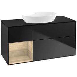 Villeroy & Boch Villeroy und Boch Finion Waschtischunterschrank FA62PCPD 120cm, Abdeckplatte black matt, Regale Oak Veneer, Black matt lacquer