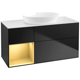 Villeroy & Boch Villeroy und Boch Finion Waschtischunterschrank FA61HFPD 120cm, Abdeckplatte white matt, Regale Gold matt lacquer, Black matt lacquer