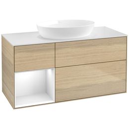 Villeroy & Boch Villeroy und Boch Finion Waschtischunterschrank FA61GFPC 120cm, Abdeckplatte white matt, Regale Glossy white lacquer, Oak Veneer