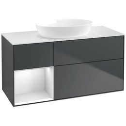 Villeroy & Boch Villeroy und Boch Finion Waschtischunterschrank FA61MTHG 120cm, Abdeckplatte white matt, Regale White matt lacquer, Midnight Blue Matt Lacquer