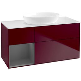 Villeroy & Boch Villeroy und Boch Finion Waschtischunterschrank FA61GKHB 120cm, Abdeckplatte white matt, Regale Anthracite matt lacquer, Peony Matt