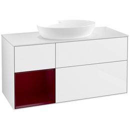 Villeroy & Boch Villeroy und Boch Finion Waschtischunterschrank FA61HBGF 120cm, Abdeckplatte white matt, Regale Peony matt lacquer, Glossy white lacquer