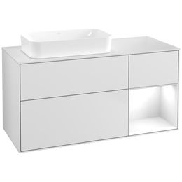 Villeroy & Boch Villeroy und Boch Finion Waschtischunterschrank F691GFMT 120x60,3x50,1cm, Regal rechts Glossy white lacquer, White matt lacquer